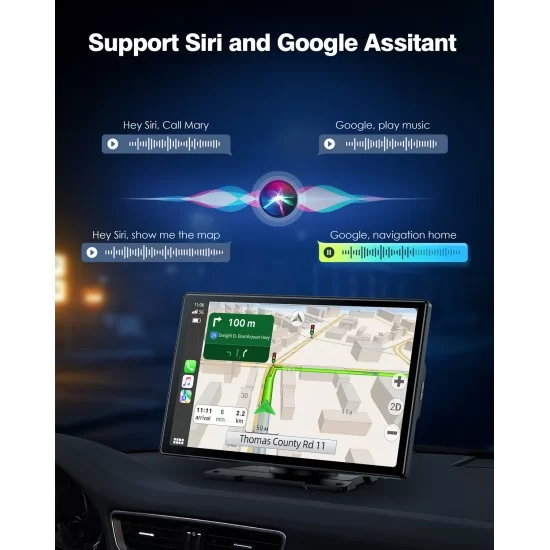 Campark RC07 9 Inch Wireless Car Stereo Apple Car Play and Android Auto with HD Touch Screen and ...