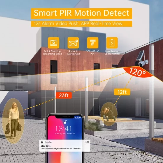 Campark SC02 3MP Solar Powered Wireless Outdoor Security Camera System ...